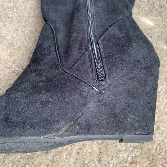 Shoes | Tall Black Wedge Boots | Poshmark